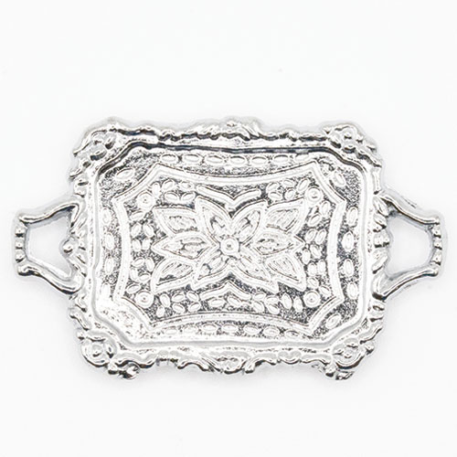 IM65738 - Silver Rectangle Serving Plate with 2 Handles ()